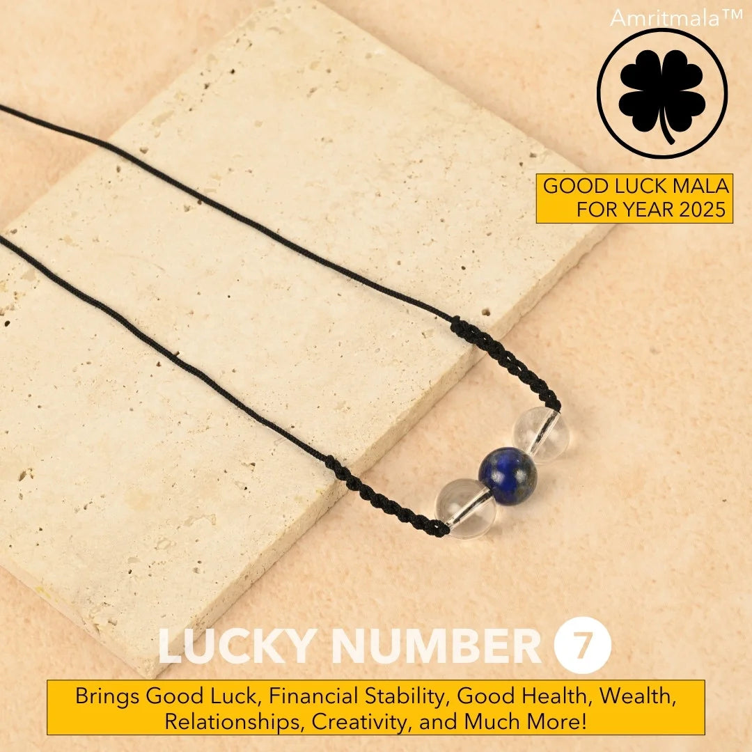 BLUE KYNITE WITH CLEAR QUARTZ : AMRITMALA'S YEAR 2025 LUCKY MALA (FOR