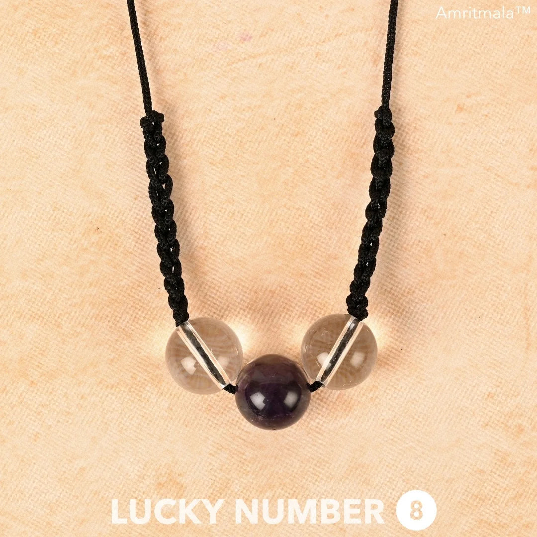 AMETHYST WITH CLEAR QUARTZ : AMRITMALA'S YEAR 2025 LUCKY MALA (FOR NUM